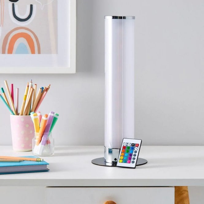 Glow Galaxy Cylinder Colour Changing LED Table Lamp with Remote Control ...